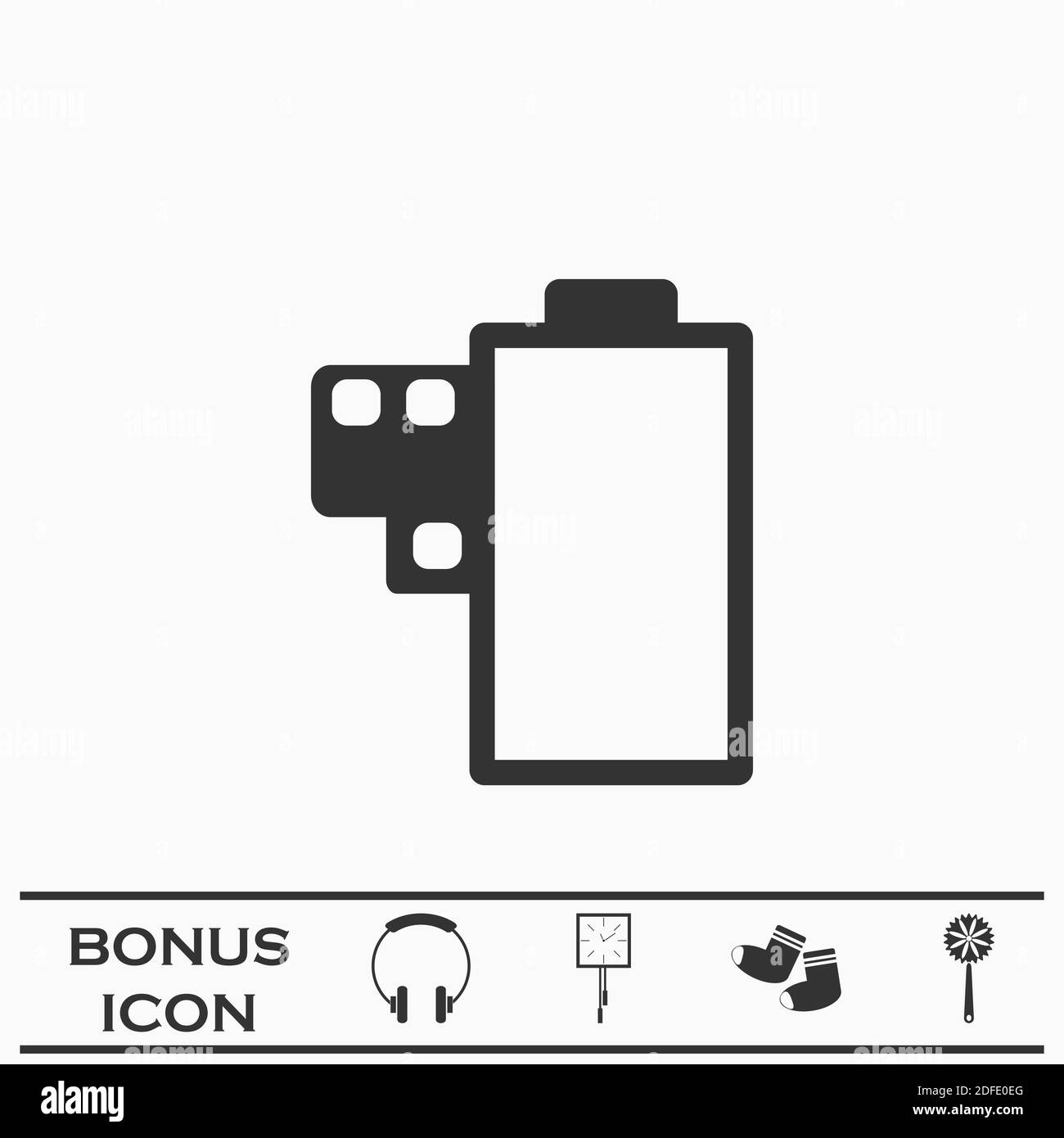 Camera roll icon flat. Black pictogram on white background. Vector ...