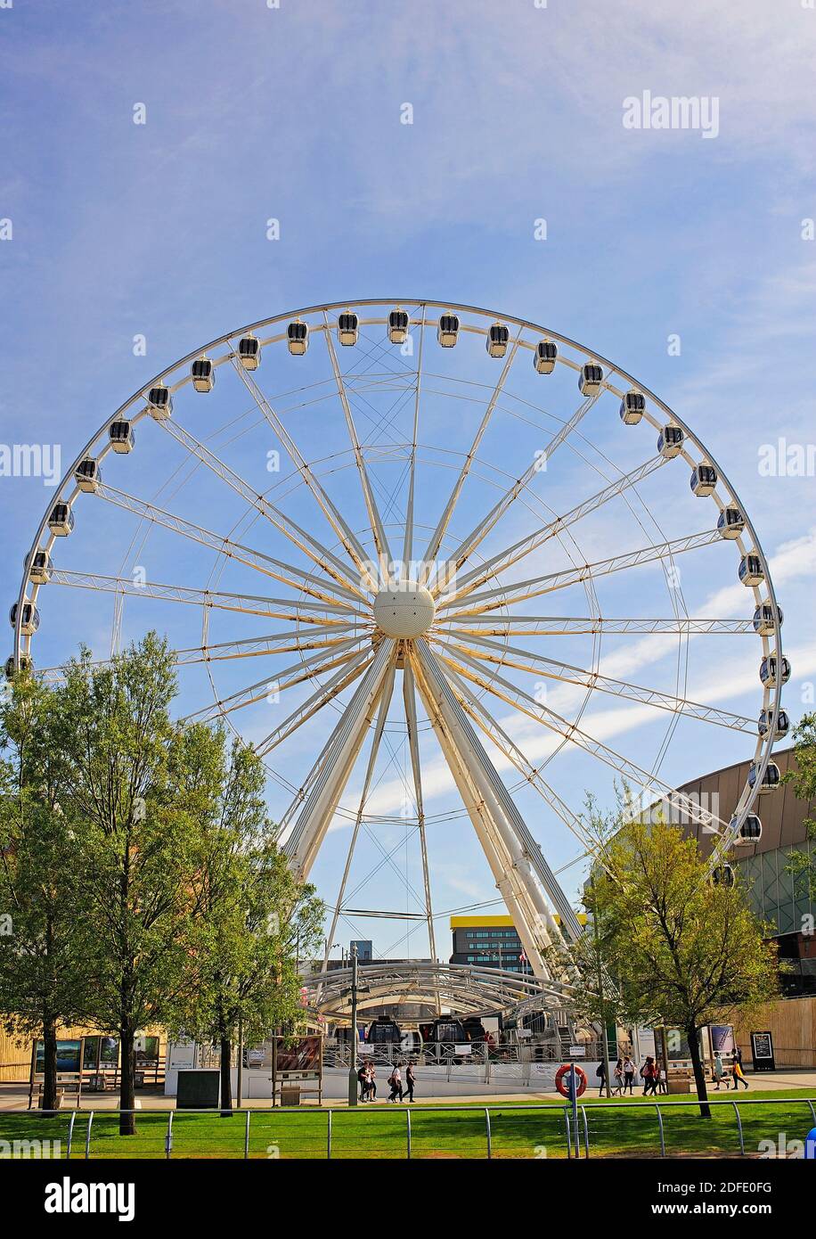 The wheel of Liverpool and the arena in spring Stock Photo - Alamy