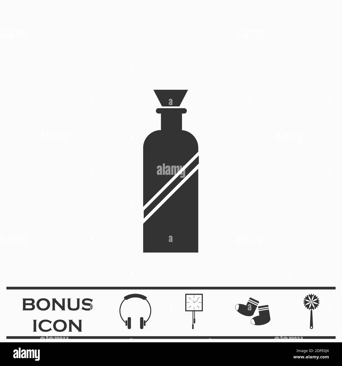 Bottle icon flat. Black pictogram on white background. Vector ...