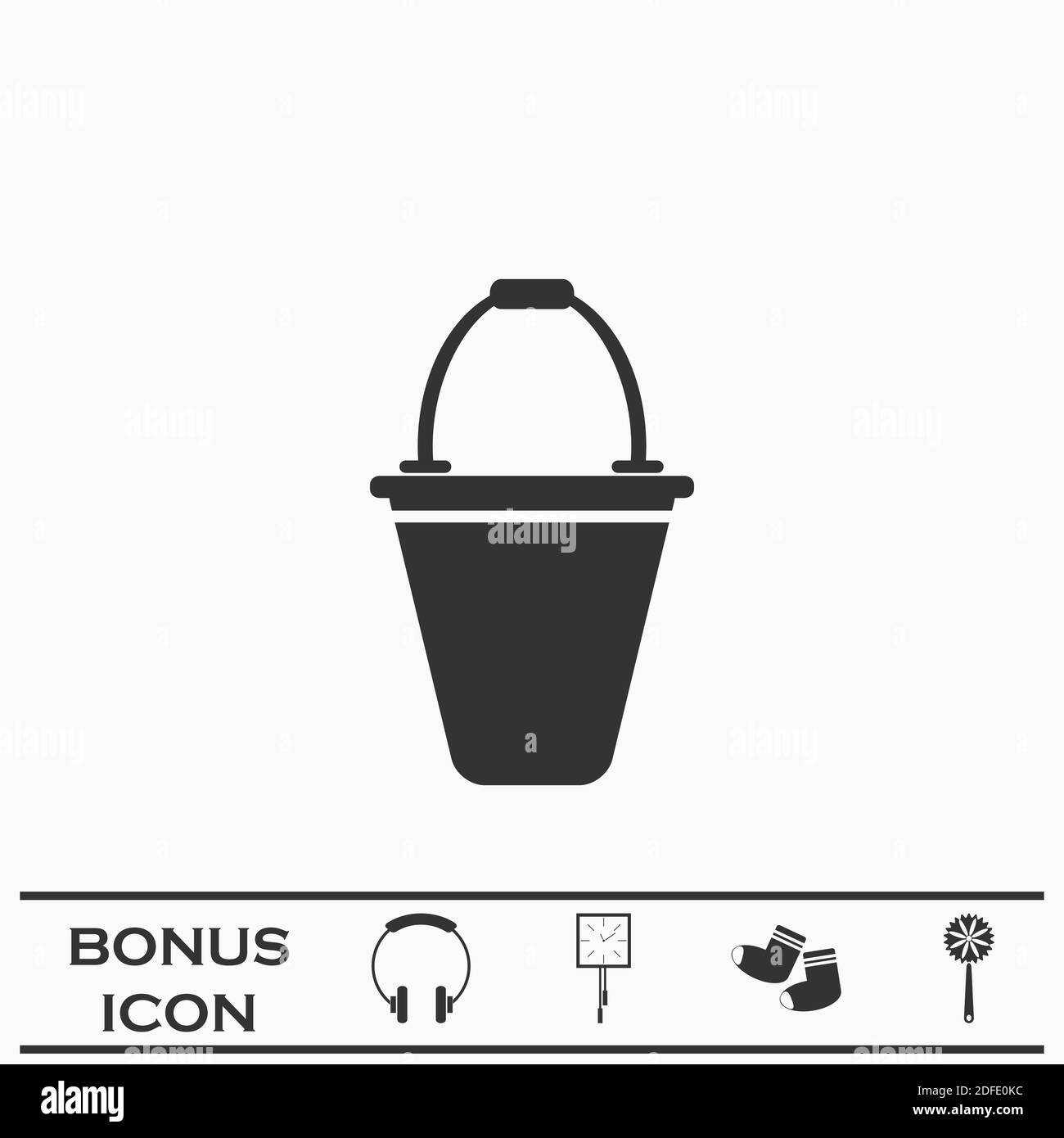 Bucket icon flat. Black pictogram on white background. Vector ...