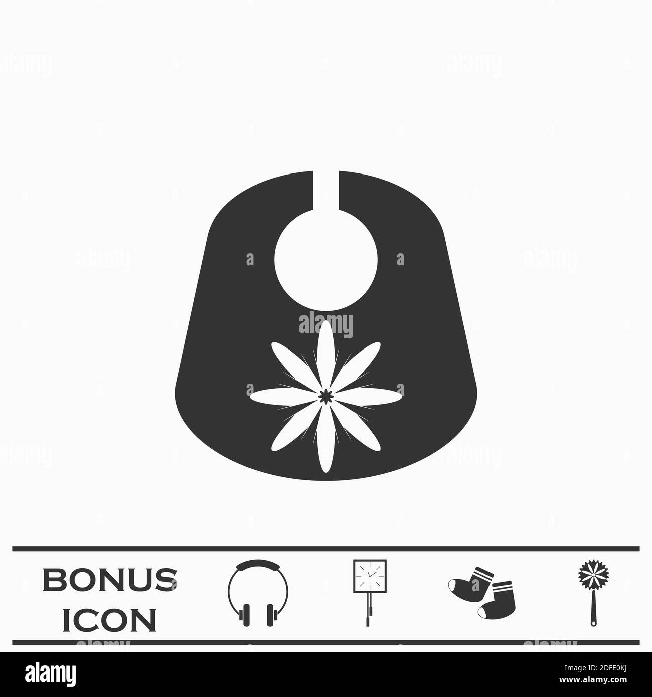 Baby bib icon flat. Black pictogram on white background. Vector ...
