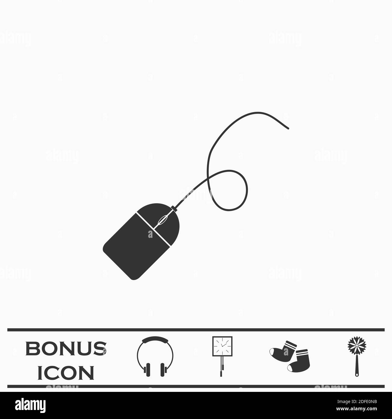 Computer mouse icon flat. Black pictogram on white background. Vector ...