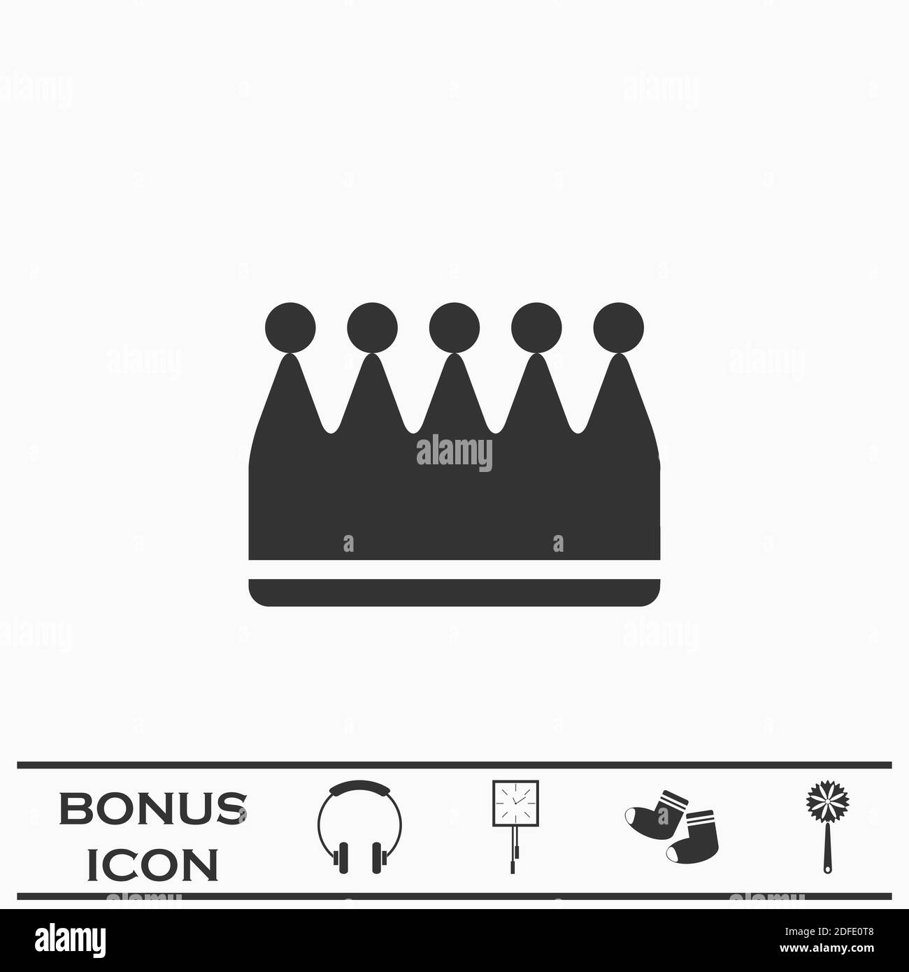 Crown icon flat. Black pictogram on white background. Vector ...