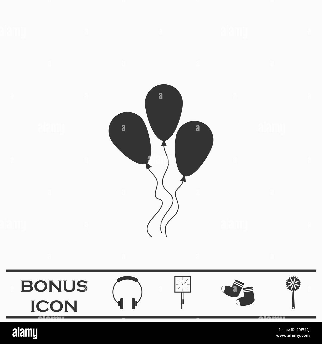 Balloon icon flat. Black pictogram on white background. Vector ...