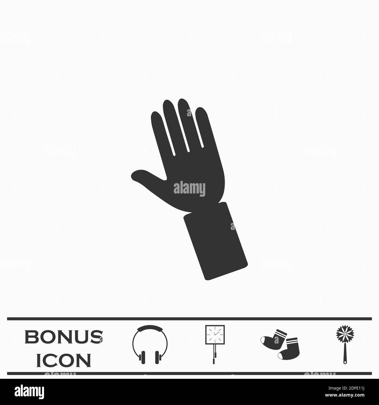 Hand icon flat. Black pictogram on white background. Vector ...