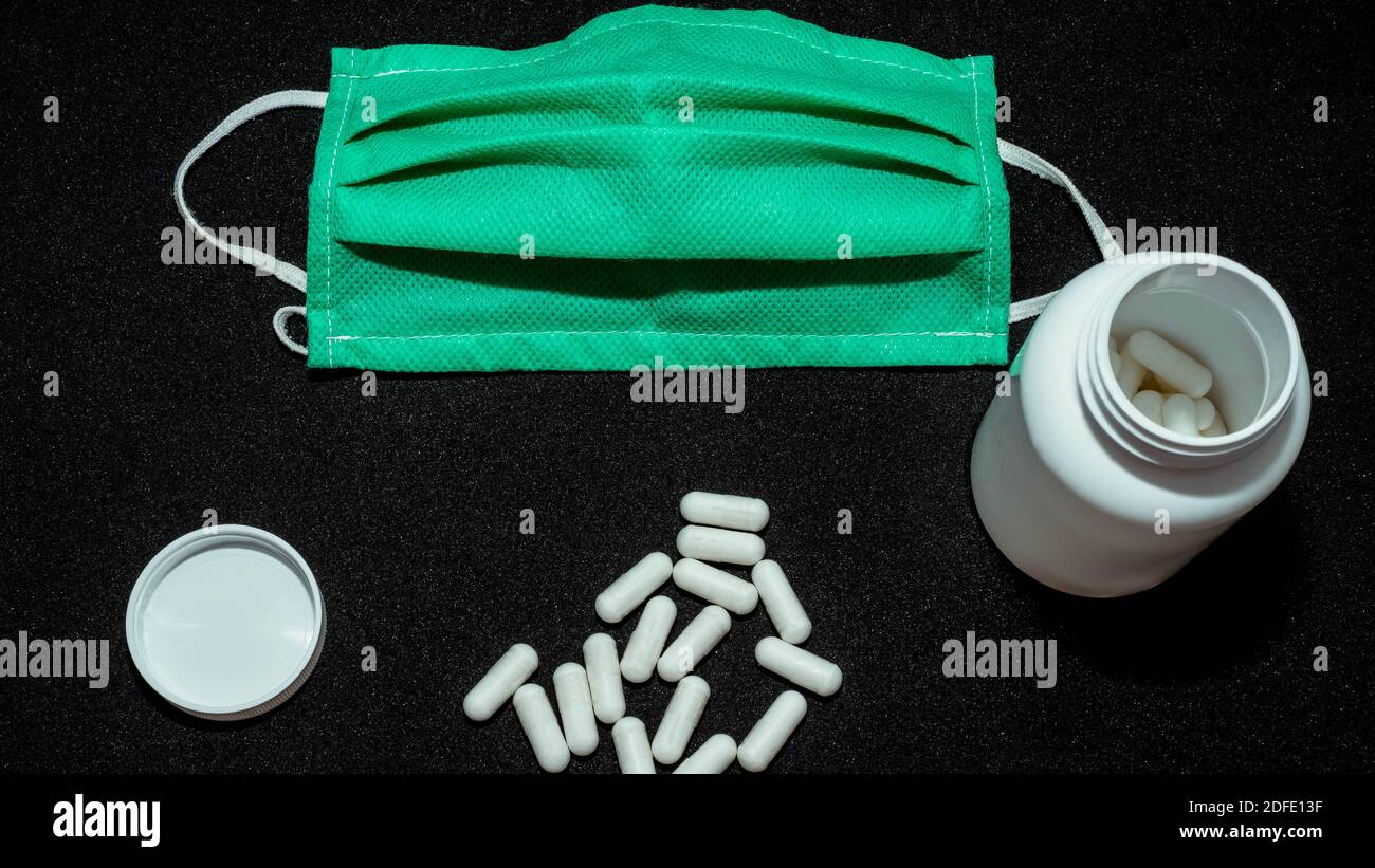 Medicines in the form of tablets,close-up,top view, capsules,drugs ...