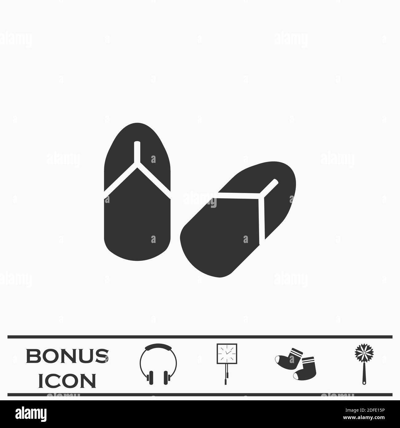 Slippers icon flat. Black pictogram on white background. Vector ...