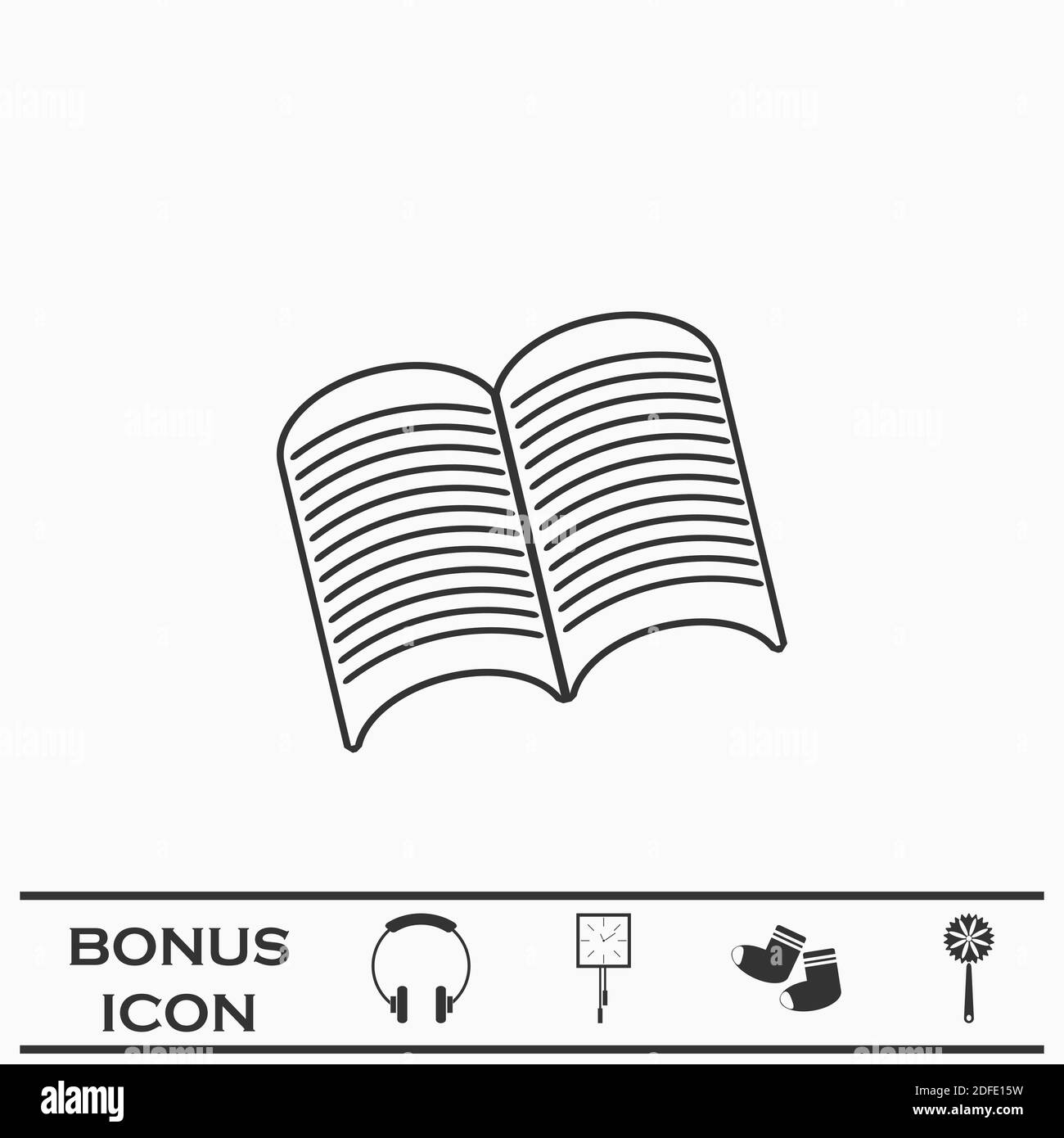 Open book icon flat. Black pictogram on white background. Vector ...