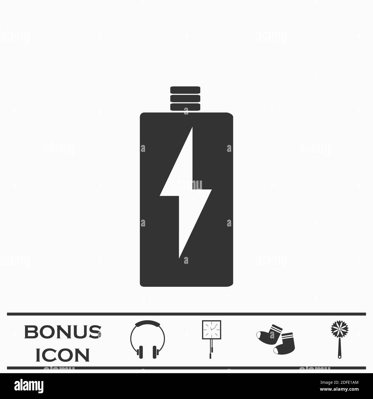 Battery Charging icon flat. Black pictogram on white background. Vector ...