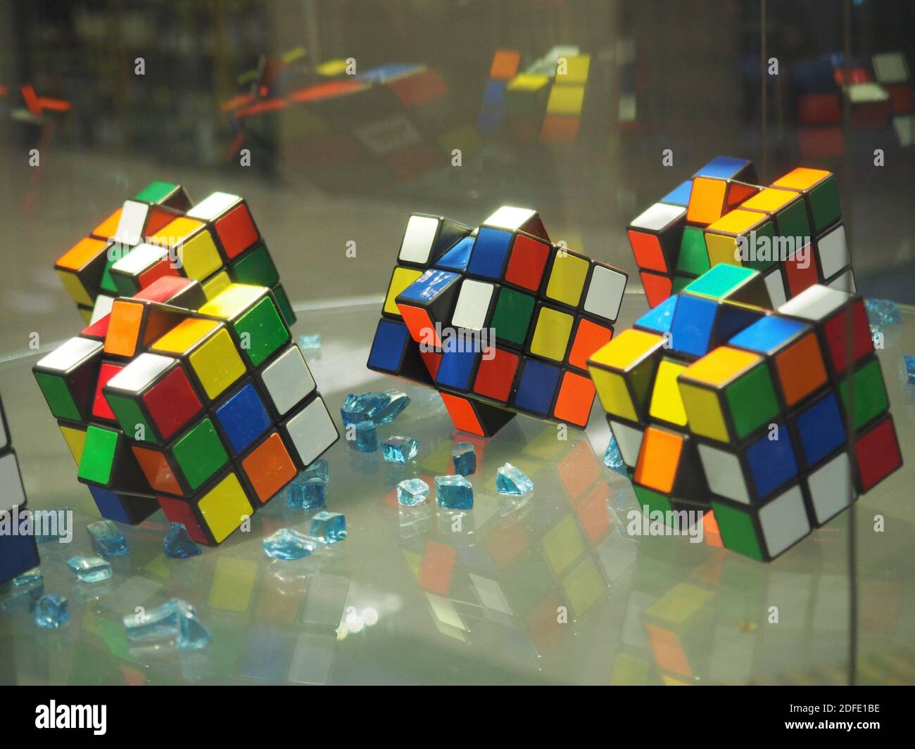 Budapest, Hungary - October 30, 2020: Colorful rubik's cubes on display ...