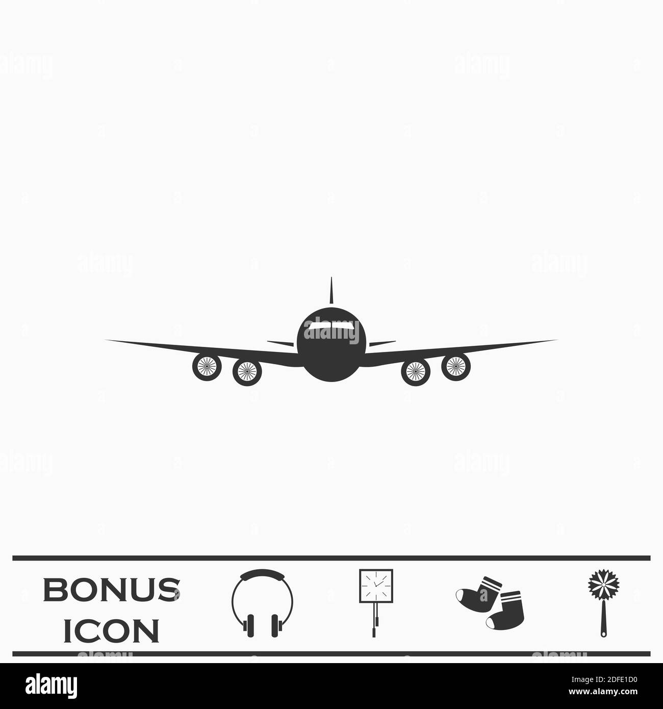 Aircraft or Airplane icon flat. Black pictogram on white background ...