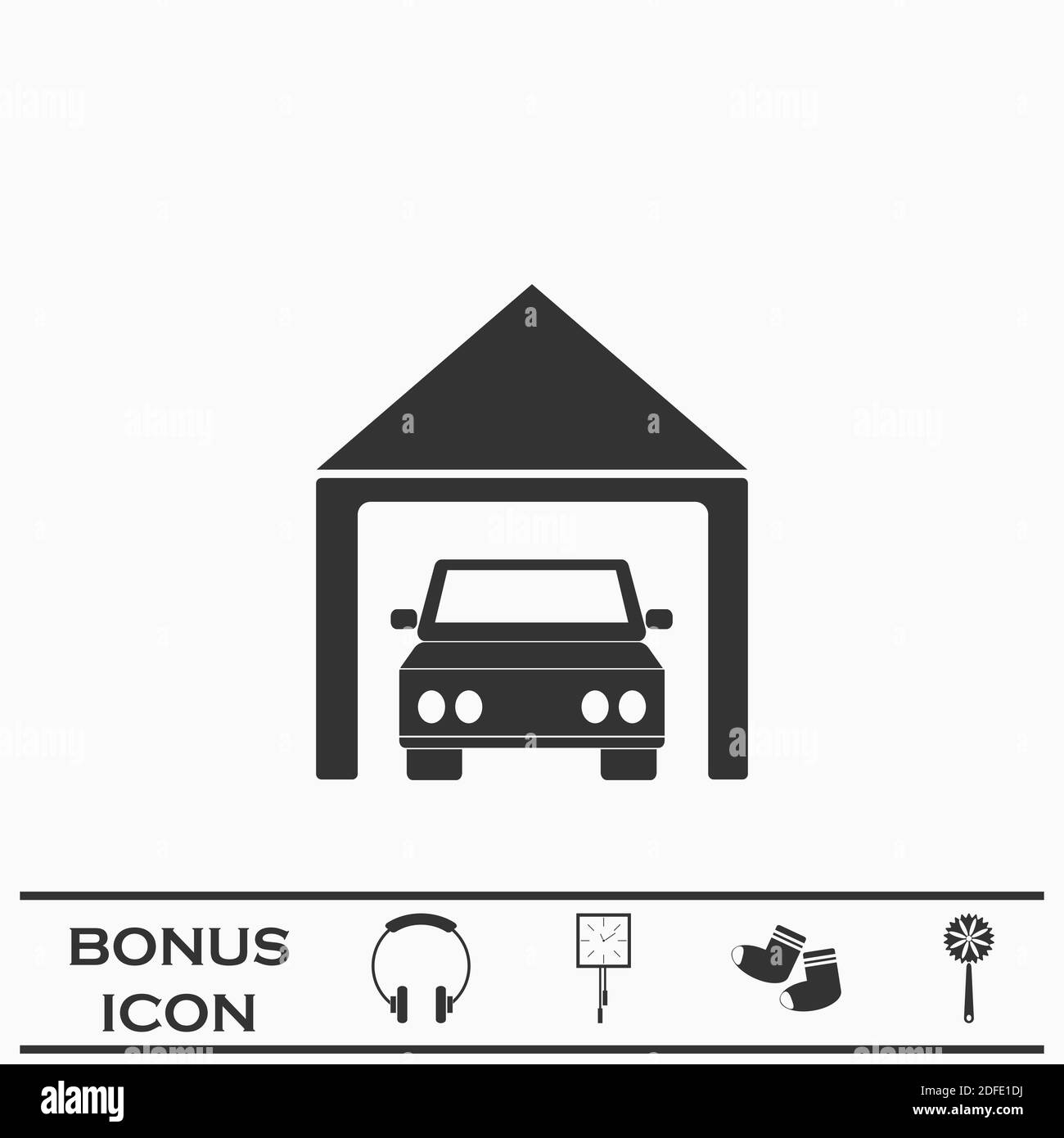 Car garage icon flat. Black pictogram on white background. Vector ...