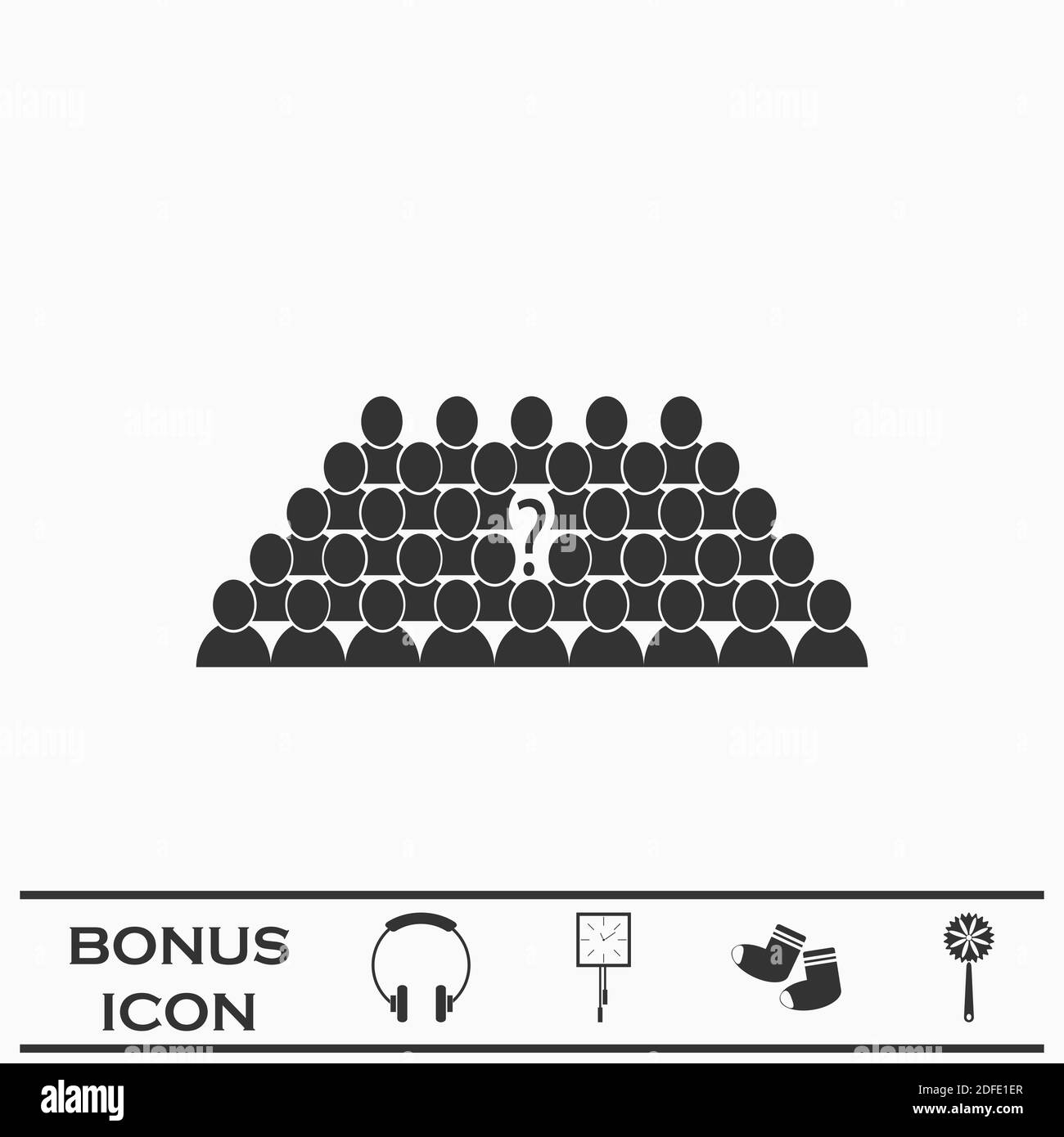 People question mark, business leader in team icon flat. Black ...