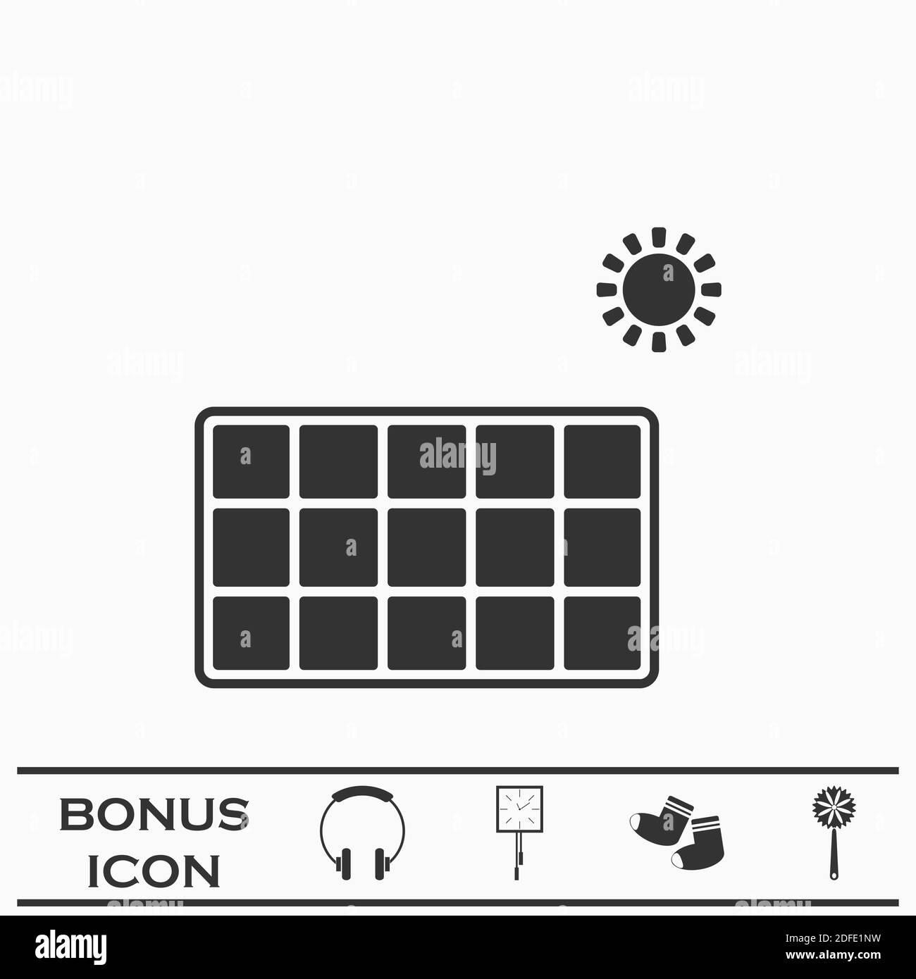 Solar energy panel icon flat. Black pictogram on white background ...