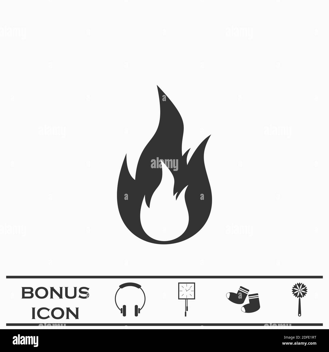 Flame gas fire icon flat. Black pictogram on white background. Vector ...