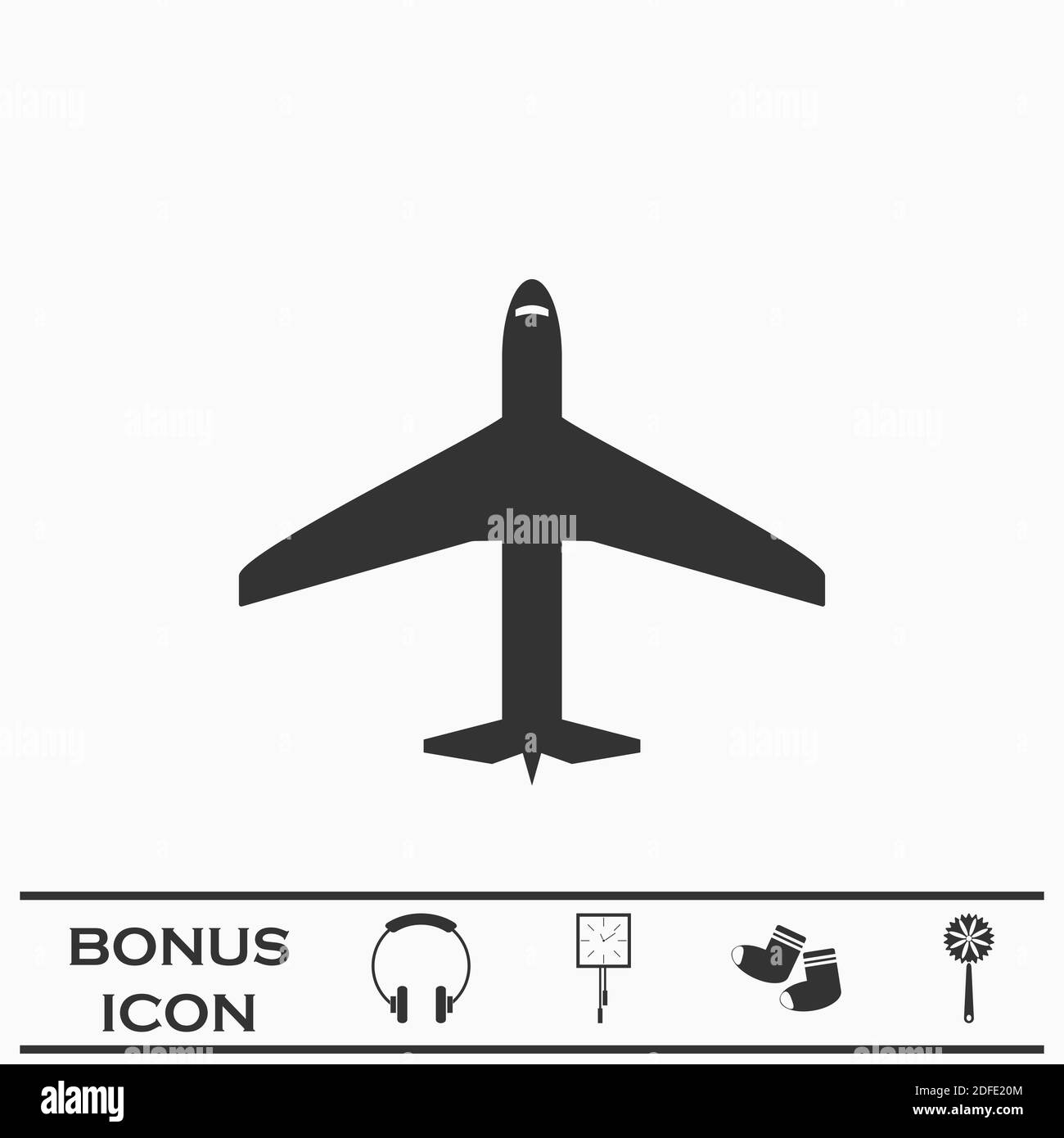 Airplane icon flat. Black pictogram on white background. Vector ...