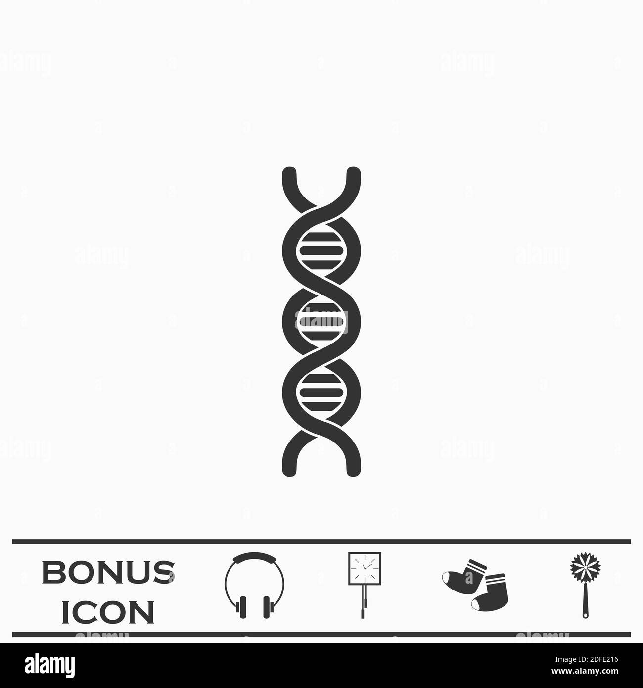Vector DNA icon flat. Black pictogram on white background. Vector ...