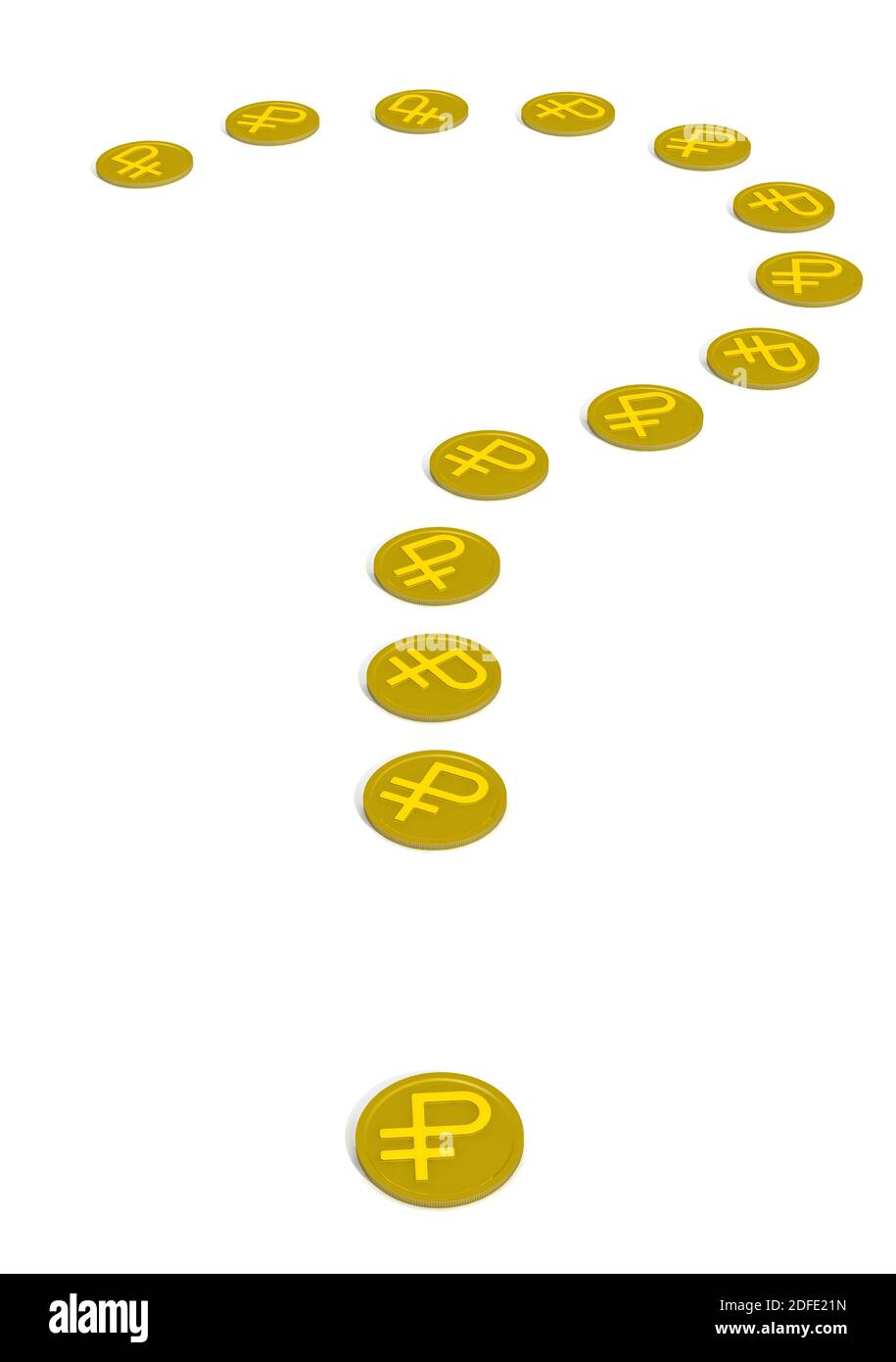Question mark with symbol of Russian ruble. A question mark made of ...