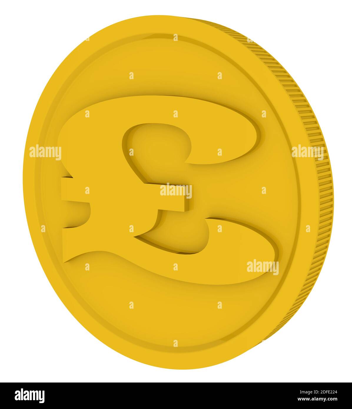 The coin with symbol of the Great Britain currency. Gold coin with the ...