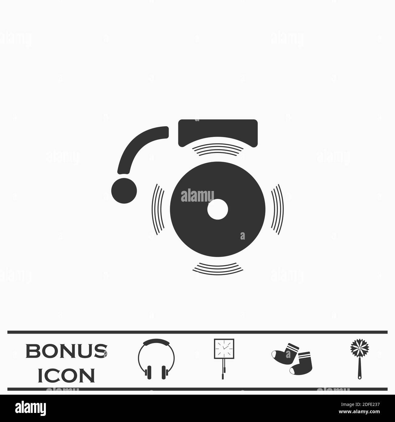 Alarm bell icon flat. Black pictogram on white background. Vector ...