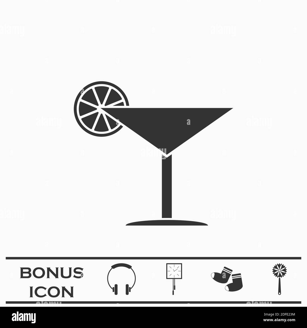 Cocktail icon flat. Black pictogram on white background. Vector ...