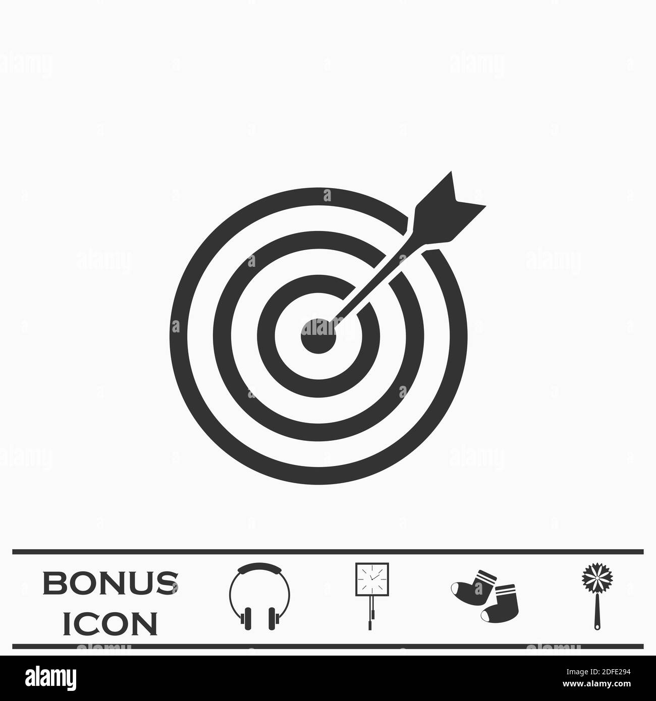 Target bullseye arrow icon flat. Black pictogram on white background ...