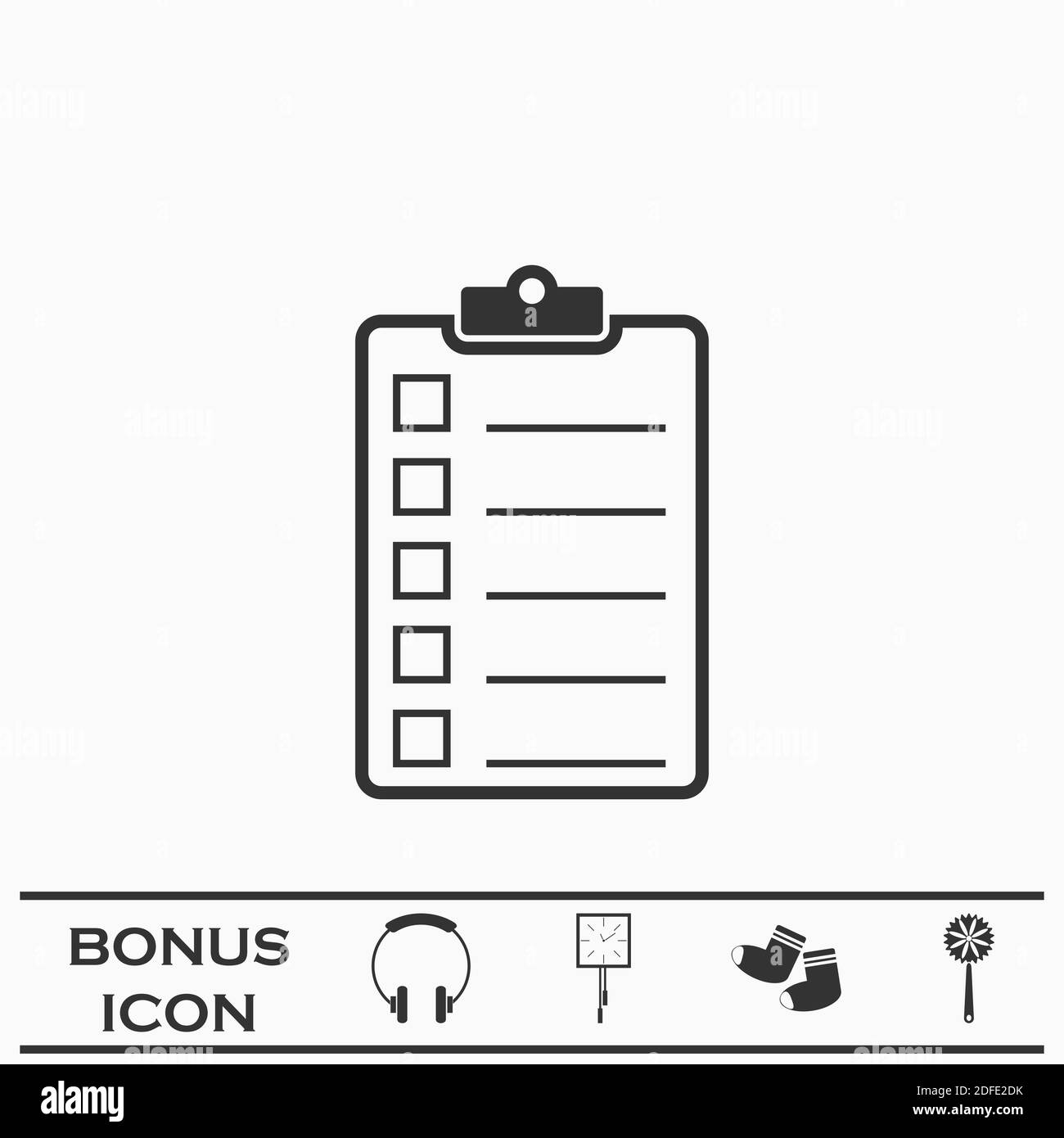 Checklist icon flat. Black pictogram on white background. Vector ...