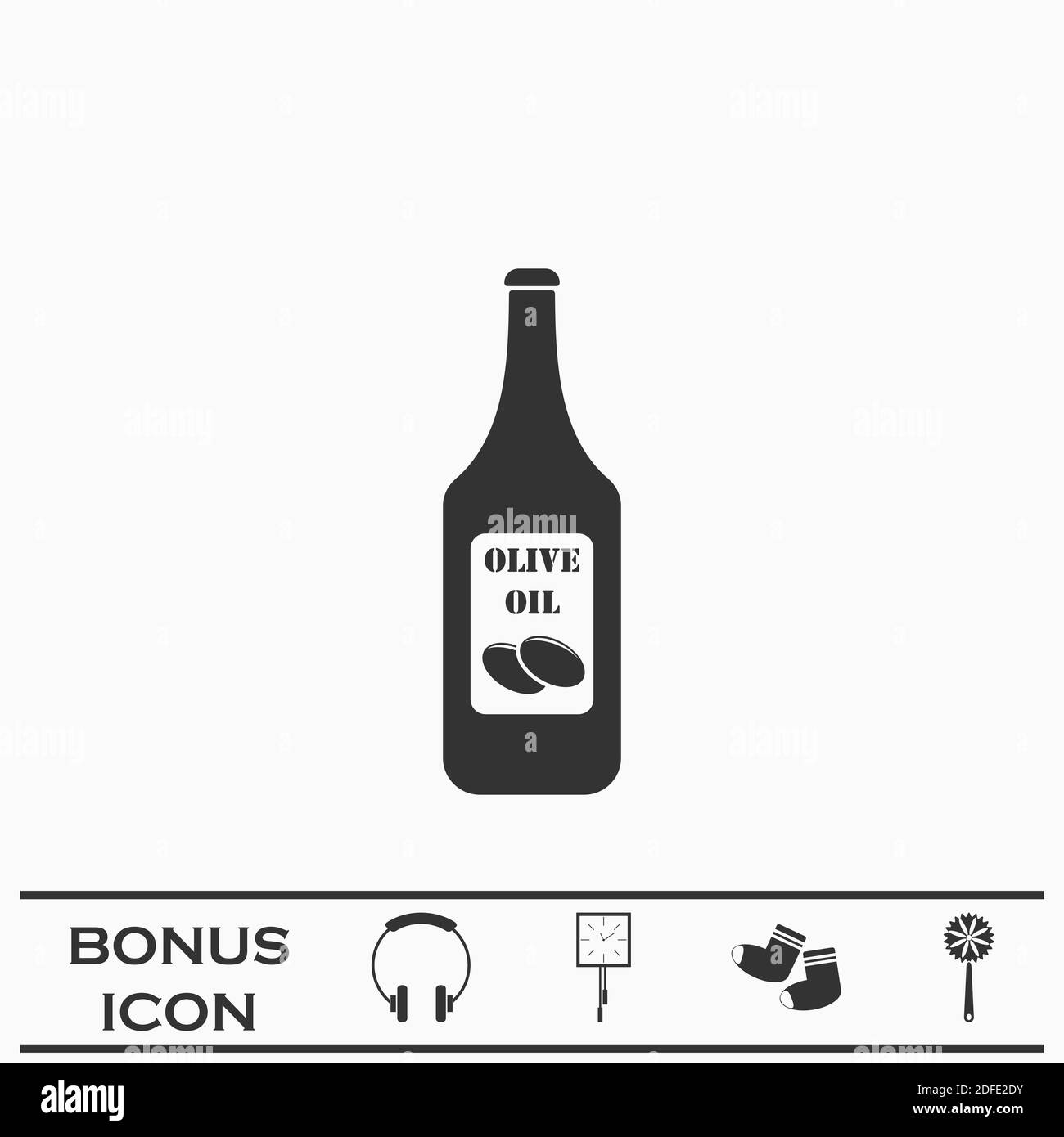 Olive oil bottle icon flat. Black pictogram on white background. Vector ...