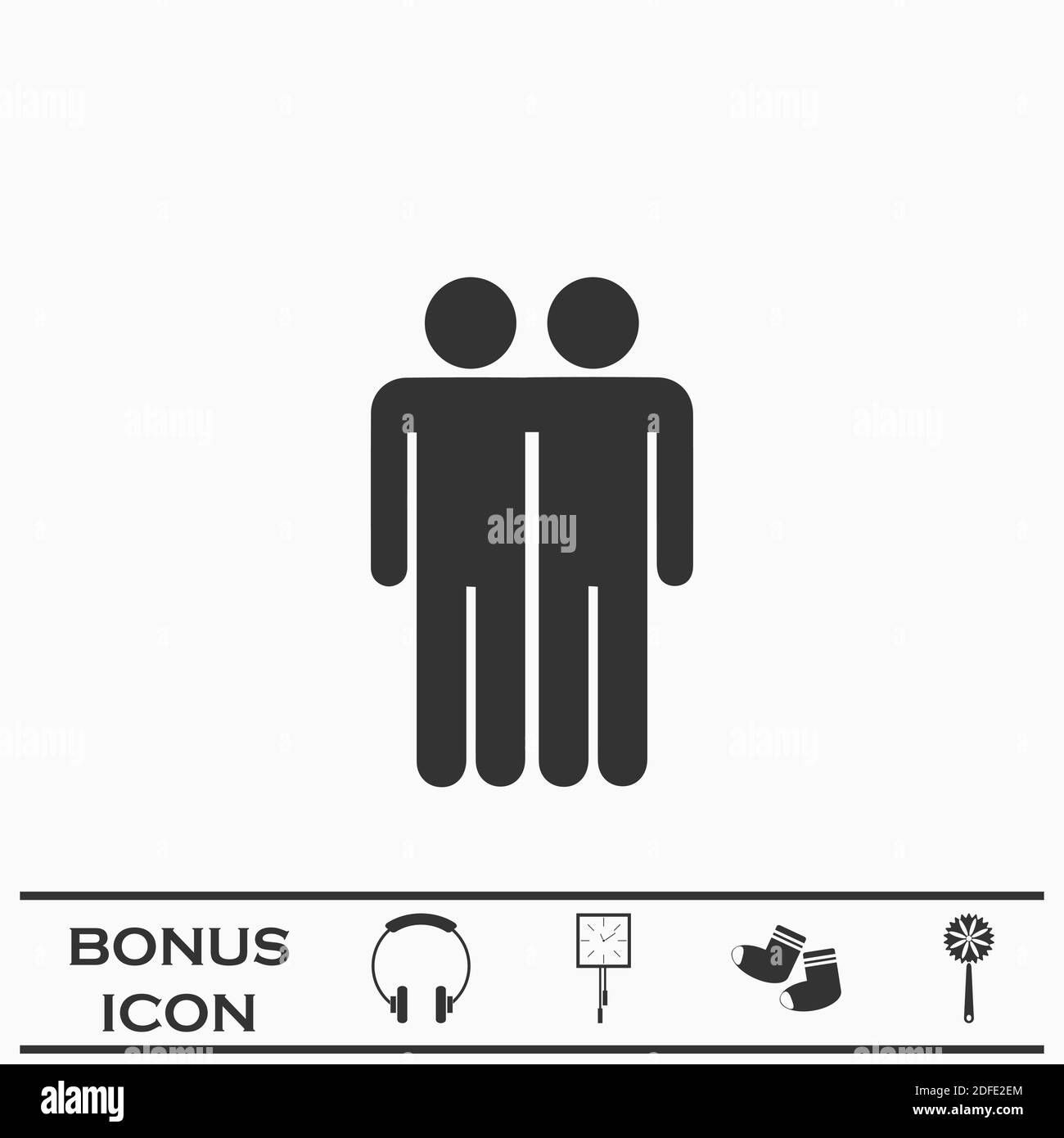 Best friends icon flat. Black pictogram on white background. Vector ...