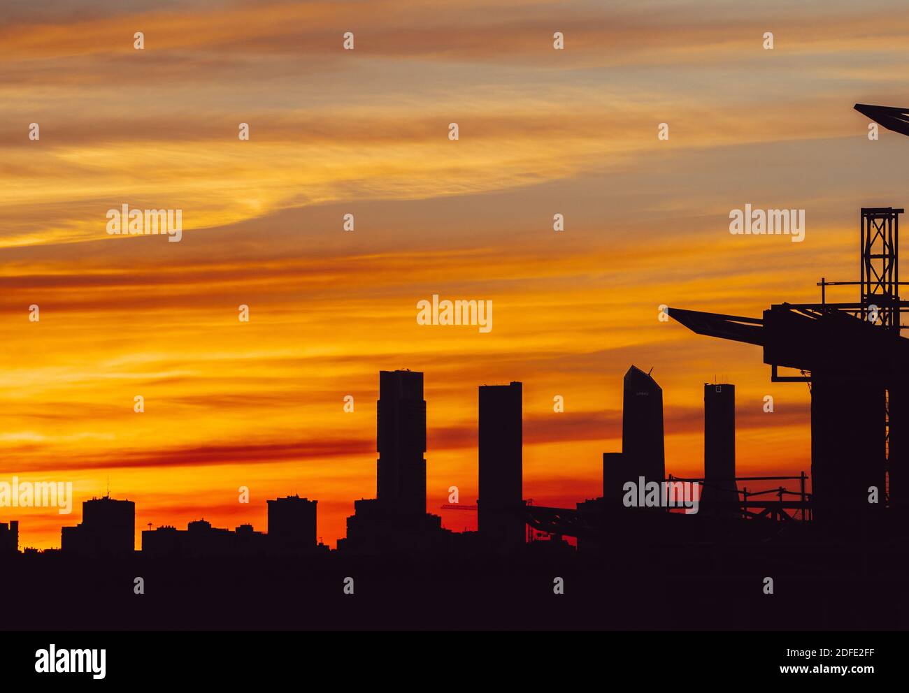 Landscape at sunset in front of a construction Stock Photo - Alamy