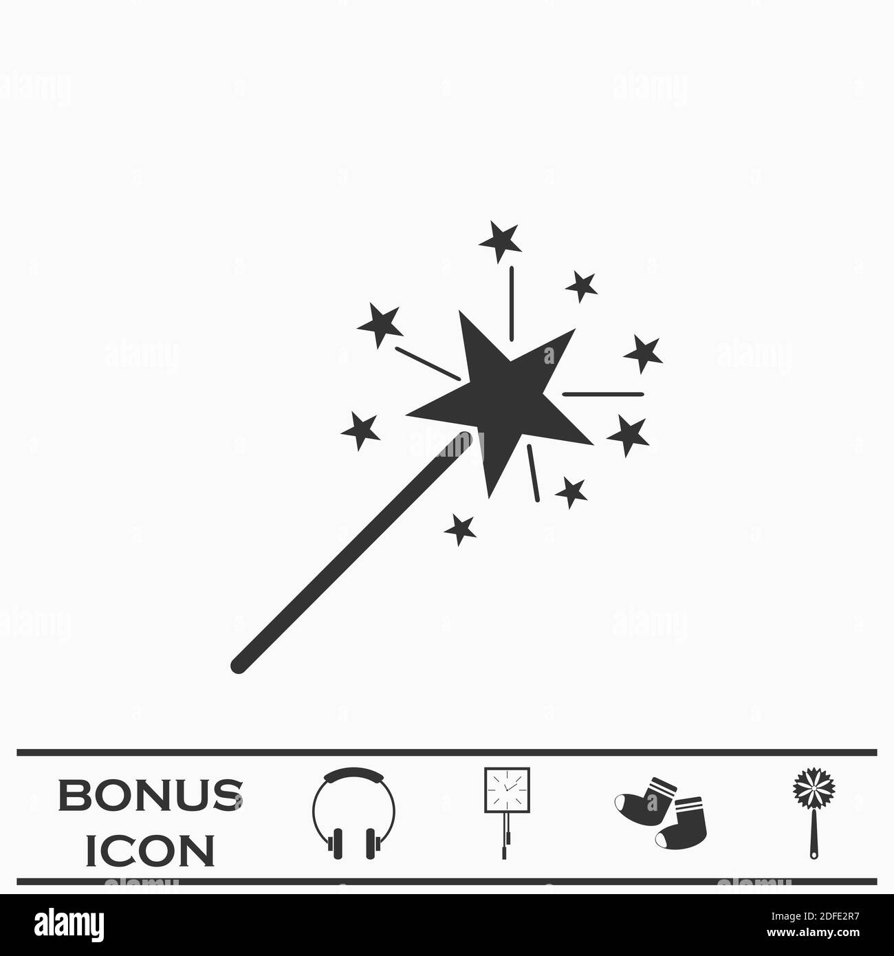 Magic wand icon flat. Black pictogram on white background. Vector ...