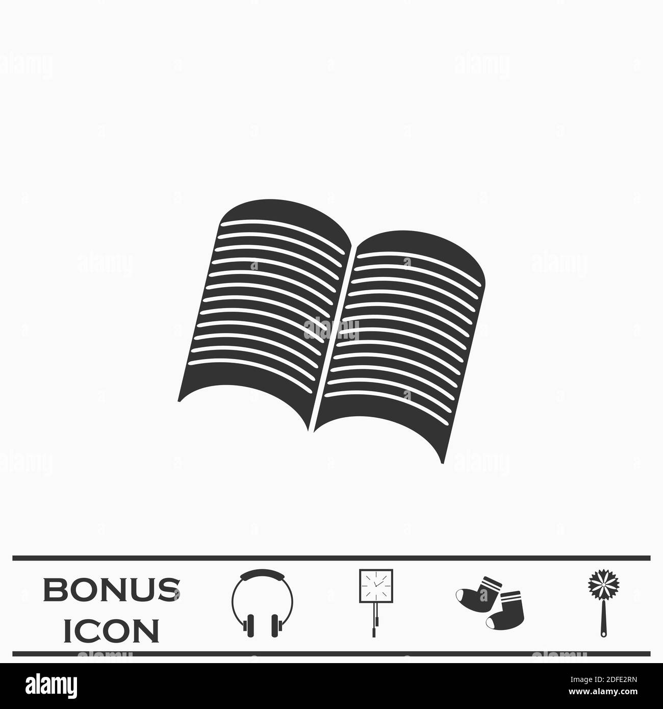 Open newspaper icon flat. Black pictogram on white background. Vector ...
