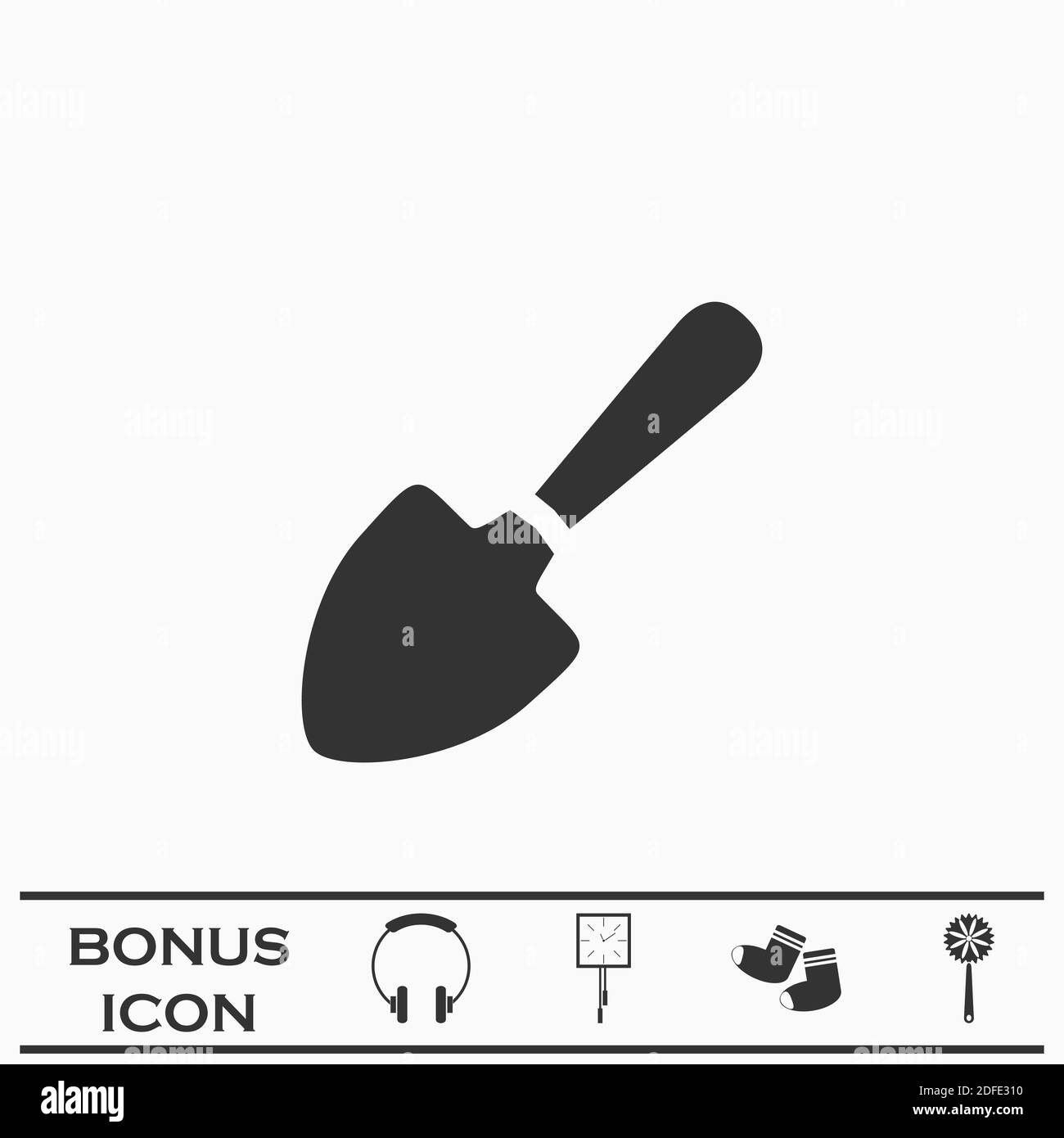 Garden shovel icon flat. Black pictogram on white background. Vector ...