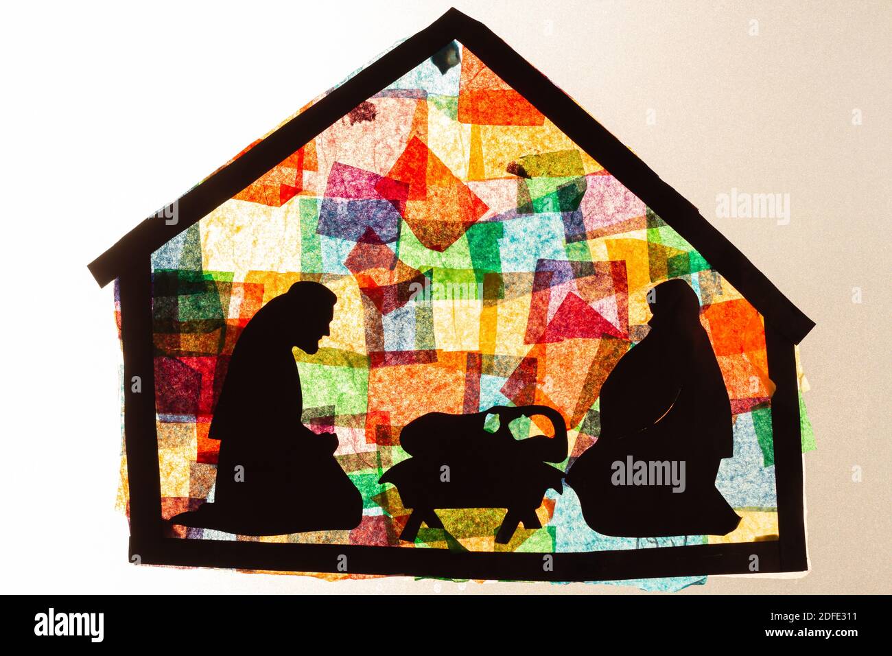 Christmas nativity craft stained glass, holy family, Mary, Joseph and ...