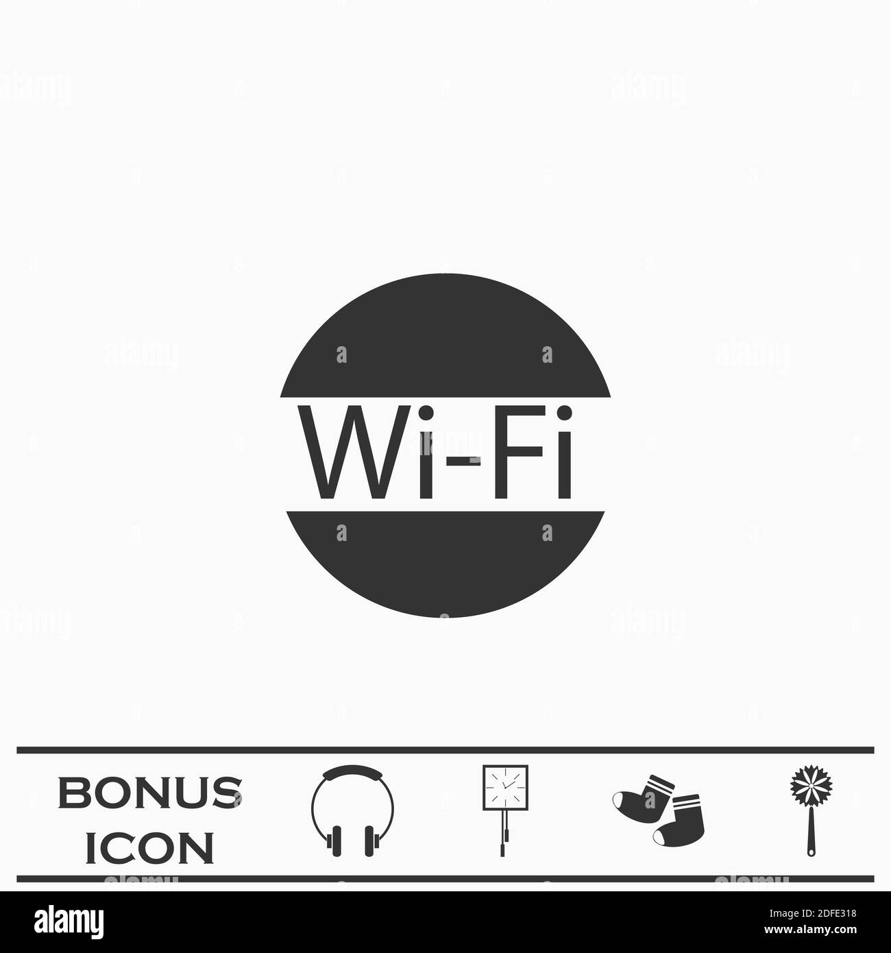 Wifi icon flat. Black pictogram on white background. Vector ...