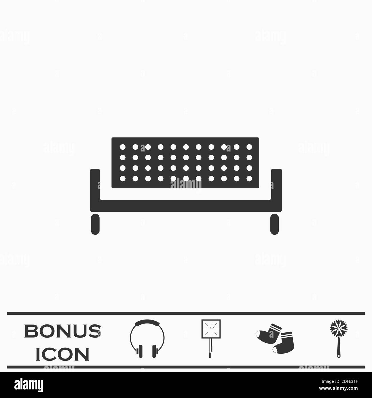 Bench icon flat. Black pictogram on white background. Vector ...