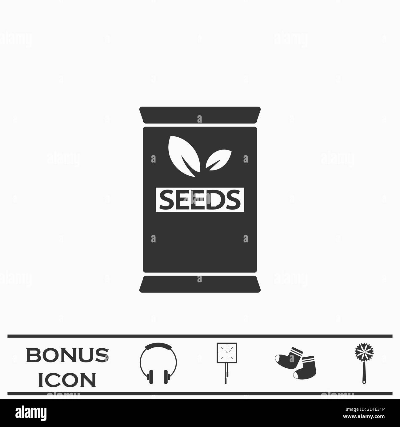 Seed sack icon flat. Black pictogram on white background. Vector ...