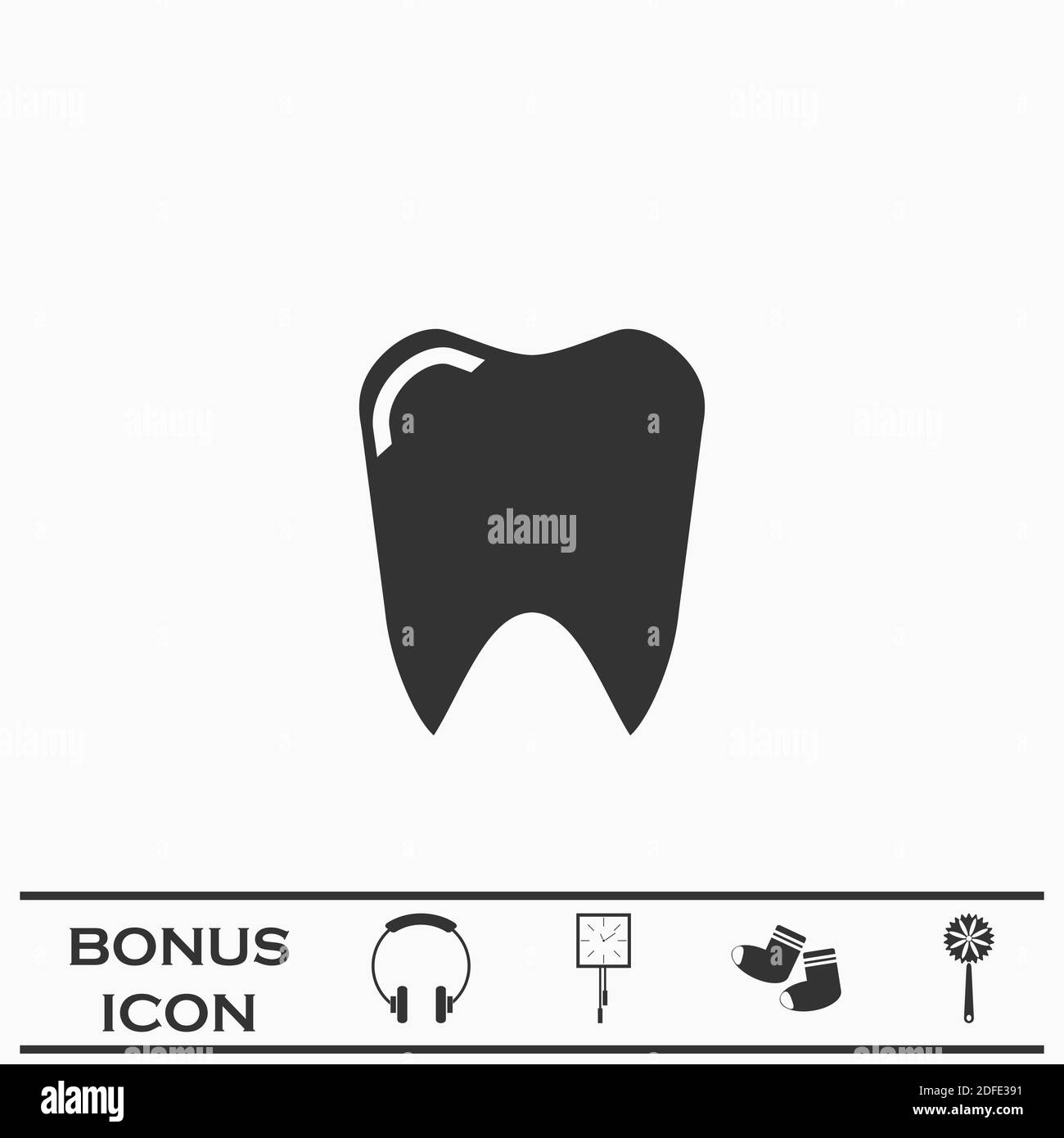 Teeth icon flat. Black pictogram on white background. Vector ...