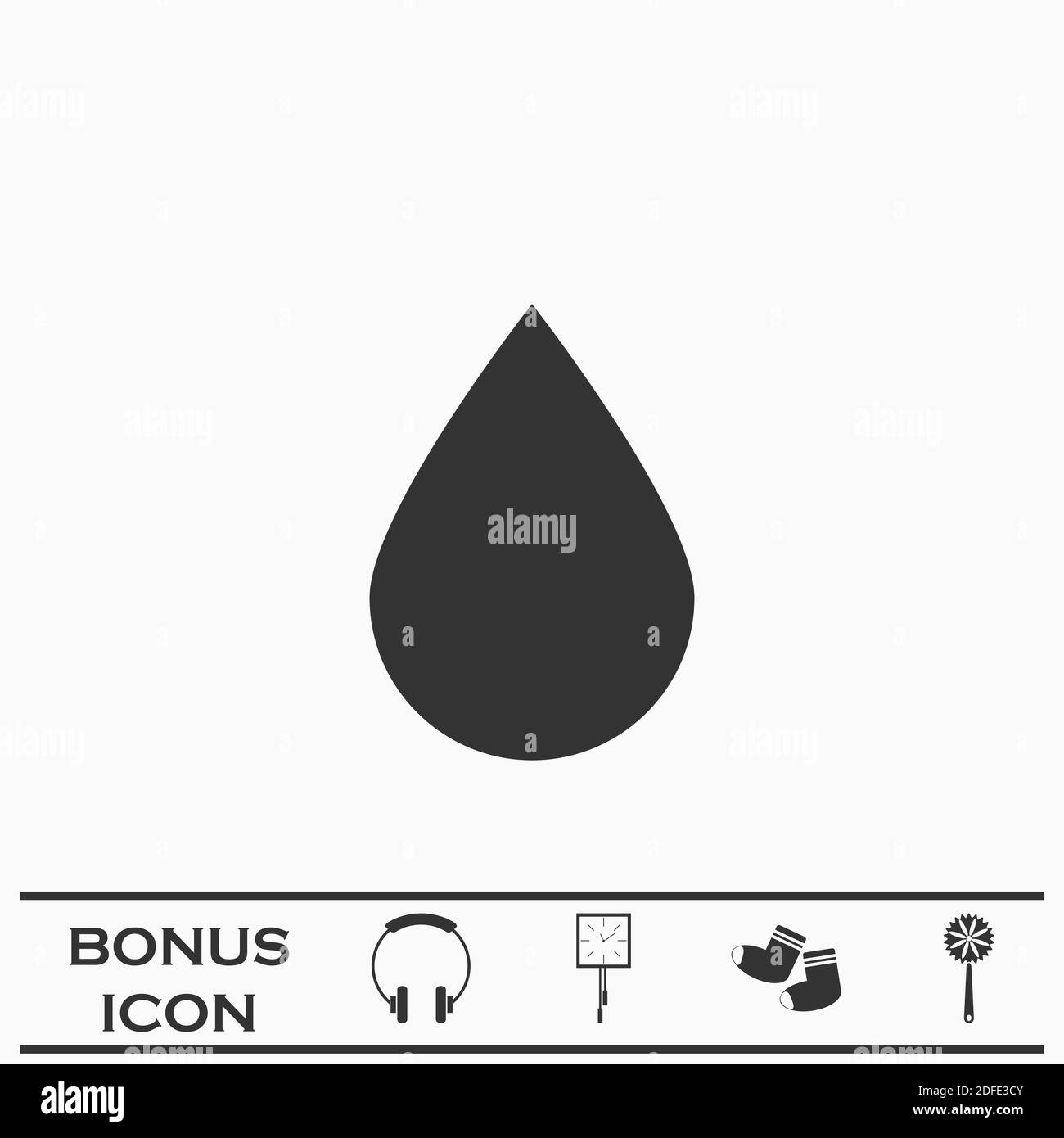 Water drop icon flat. Black pictogram on white background. Vector ...