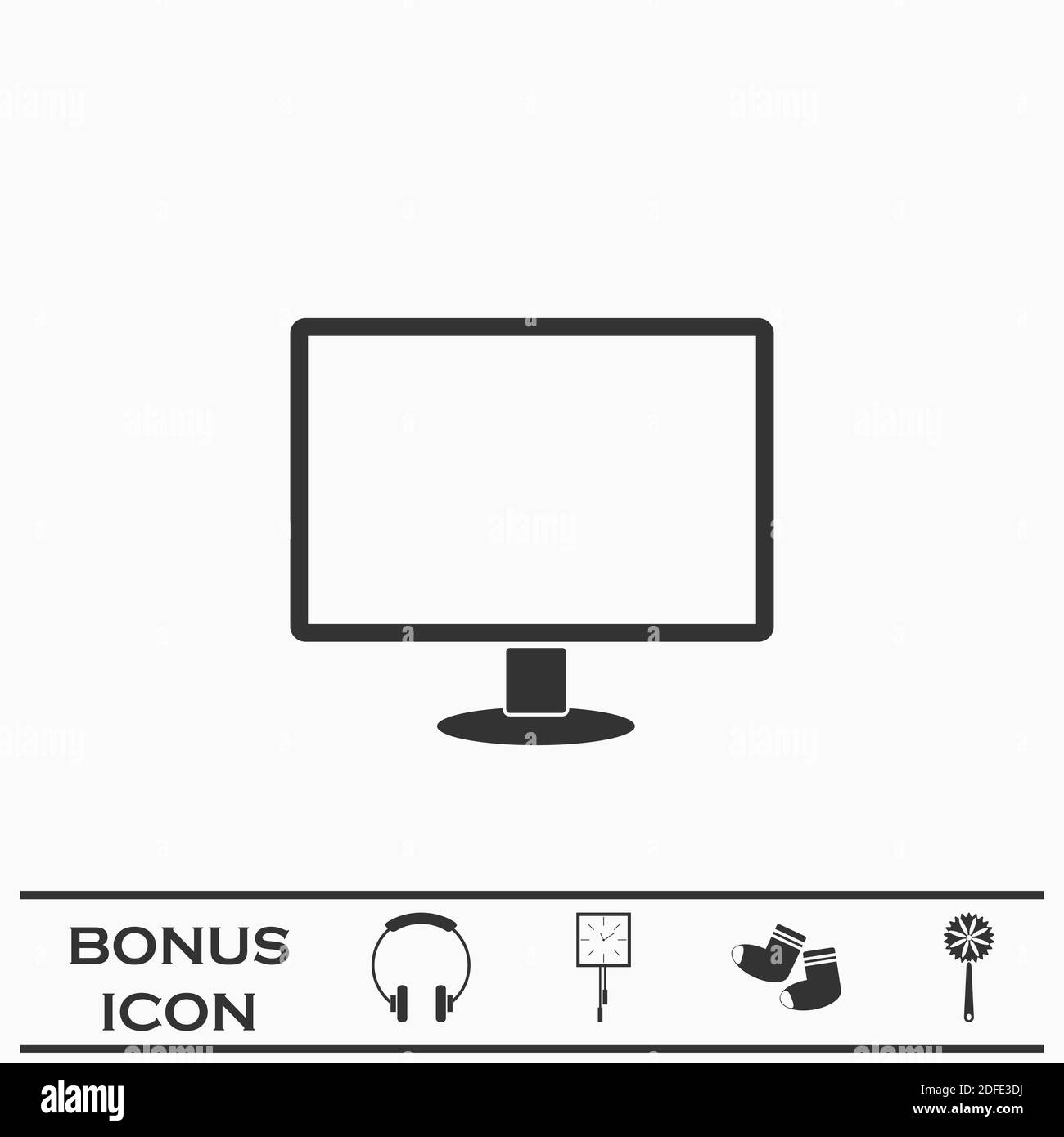 Monitor icon flat. Black pictogram on white background. Vector ...
