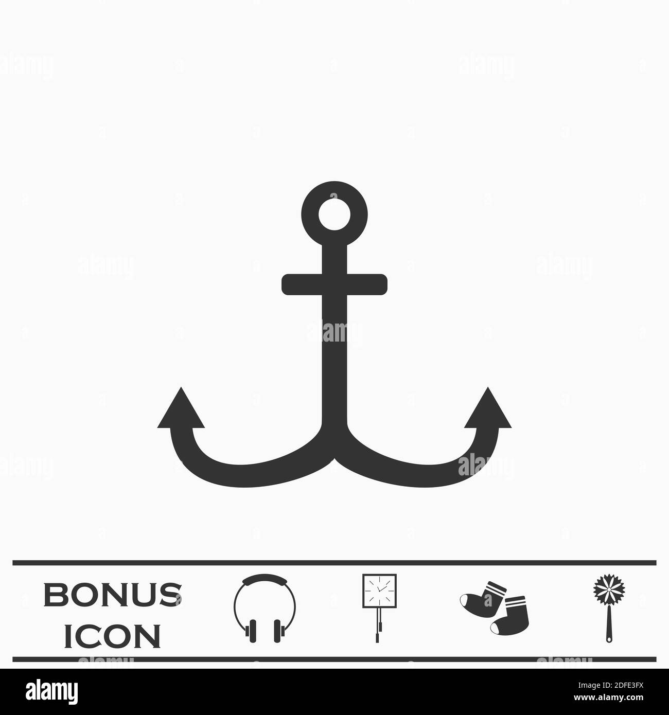Anchor icon flat. Black pictogram on white background. Vector ...