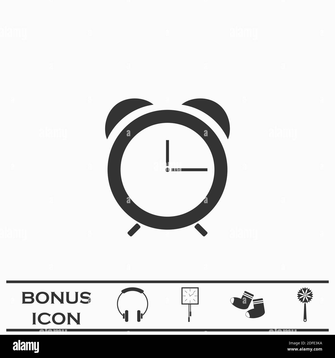 Clock icon flat. Black pictogram on white background. Vector ...