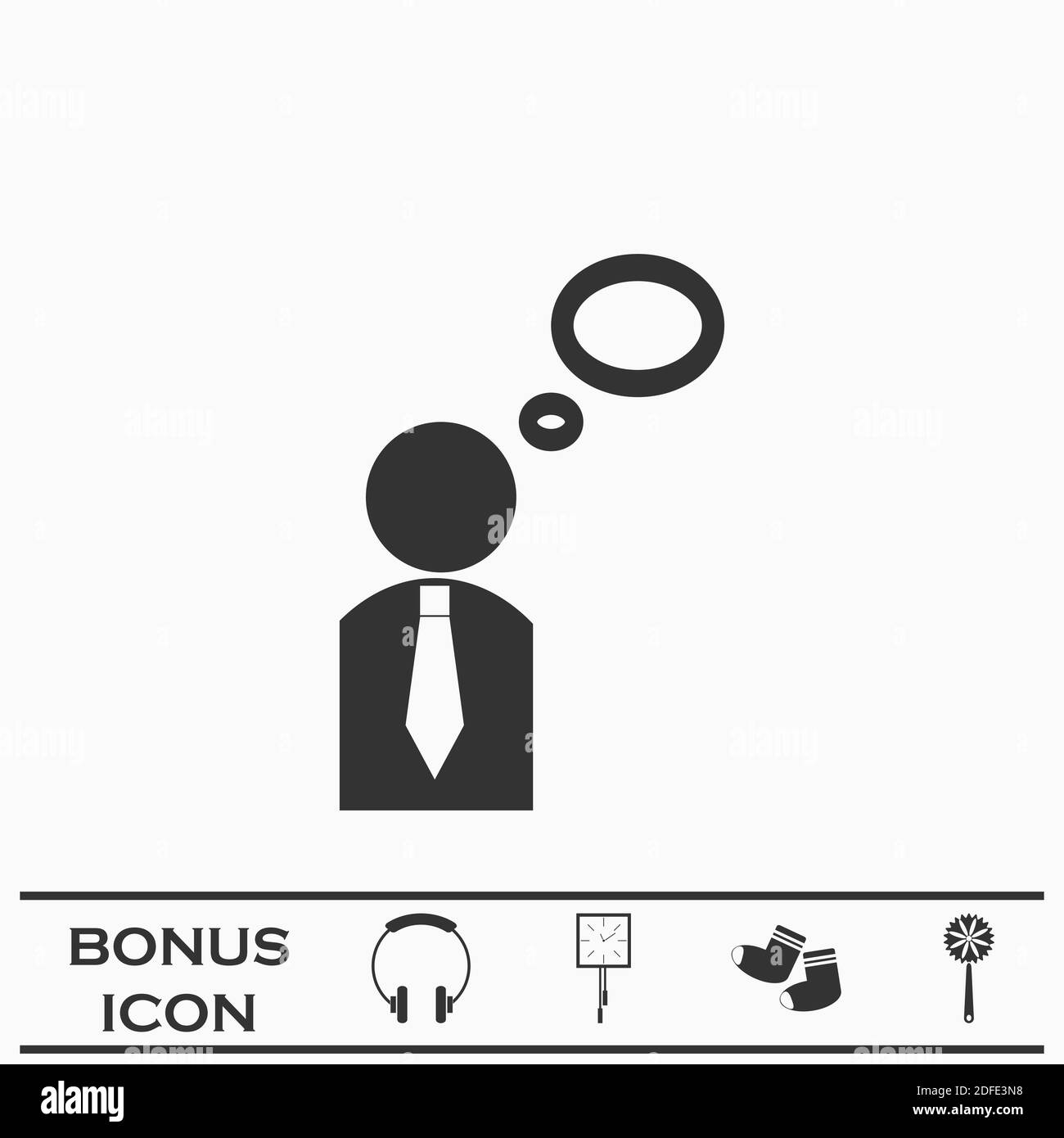 Thought icon flat. Black pictogram on white background. Vector ...
