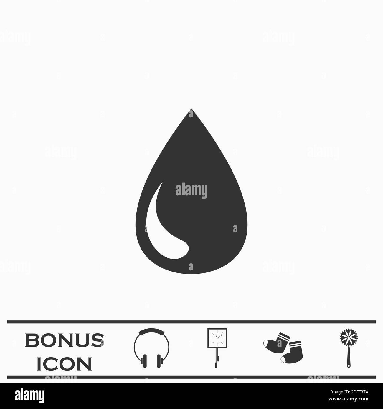Drop icon flat. Black pictogram on white background. Vector ...