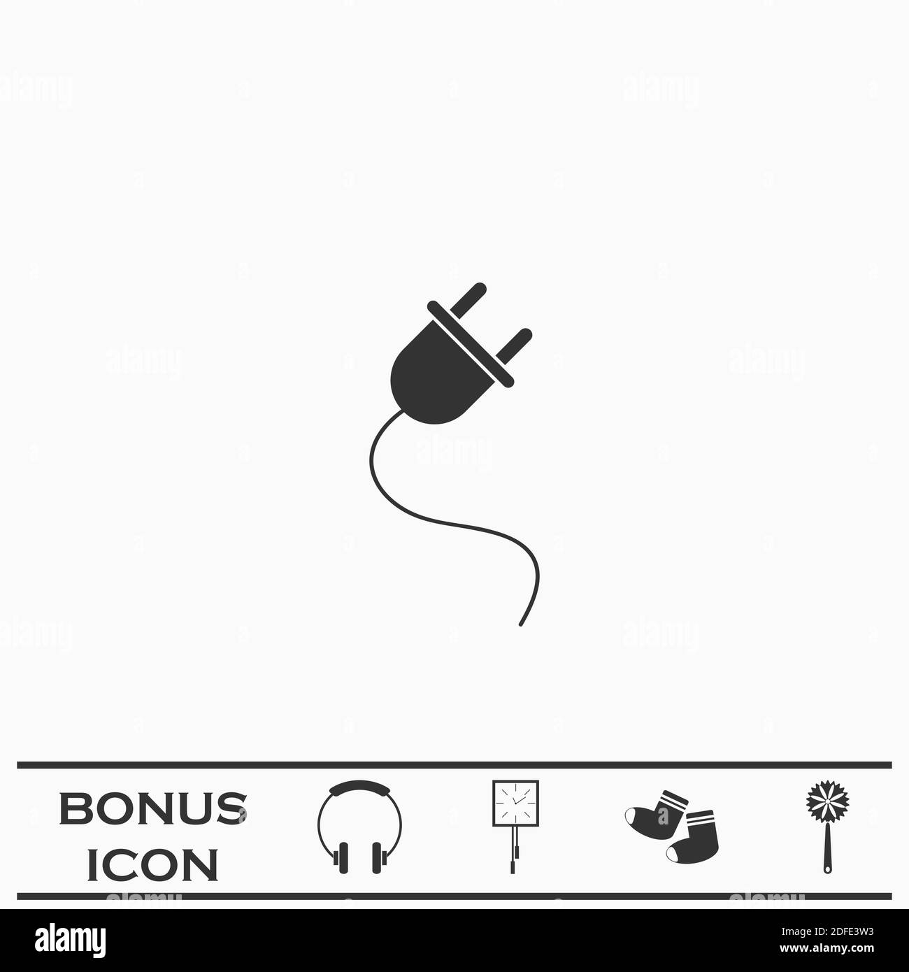 Power cord icon flat. Black pictogram on white background. Vector ...