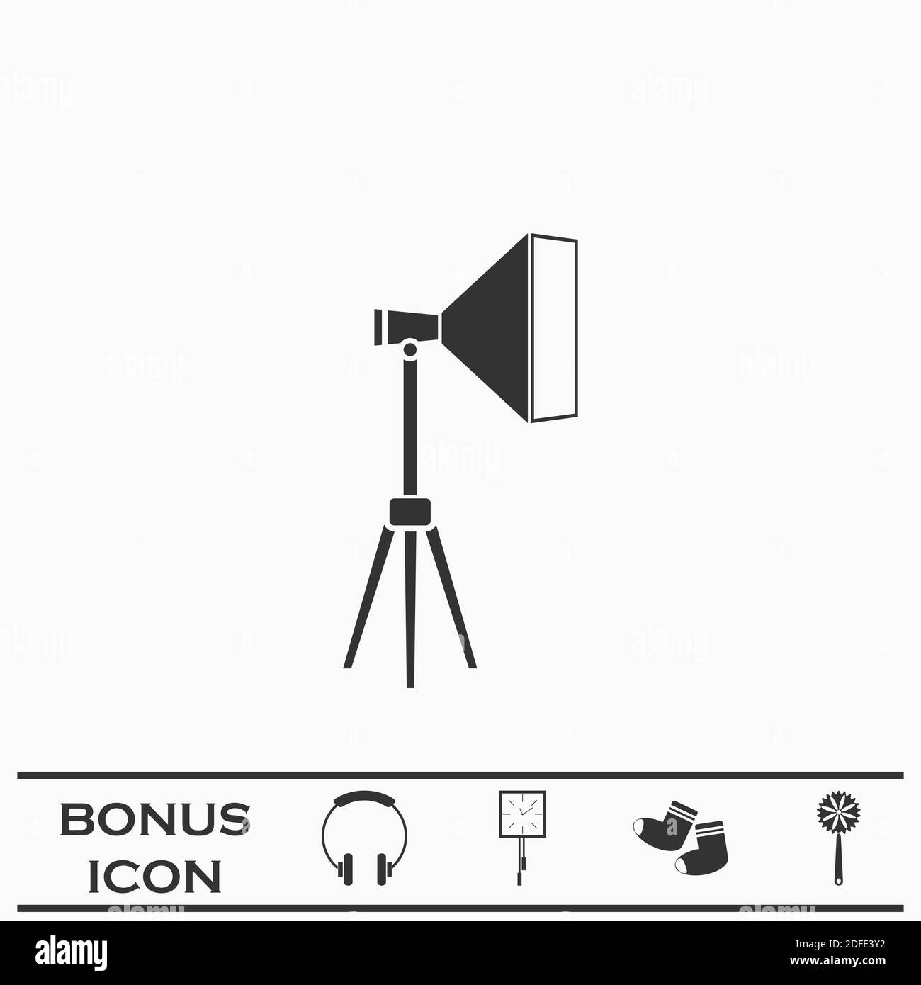 Studio lighting icon flat. Black pictogram on white background. Vector ...