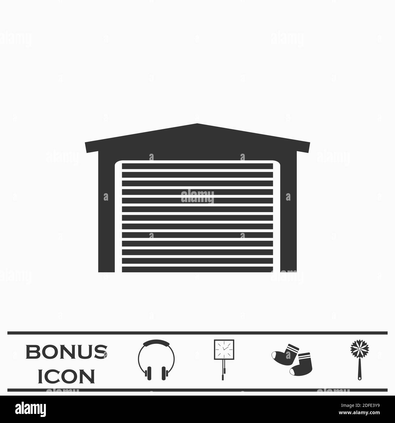 Garage icon flat. Black pictogram on white background. Vector ...