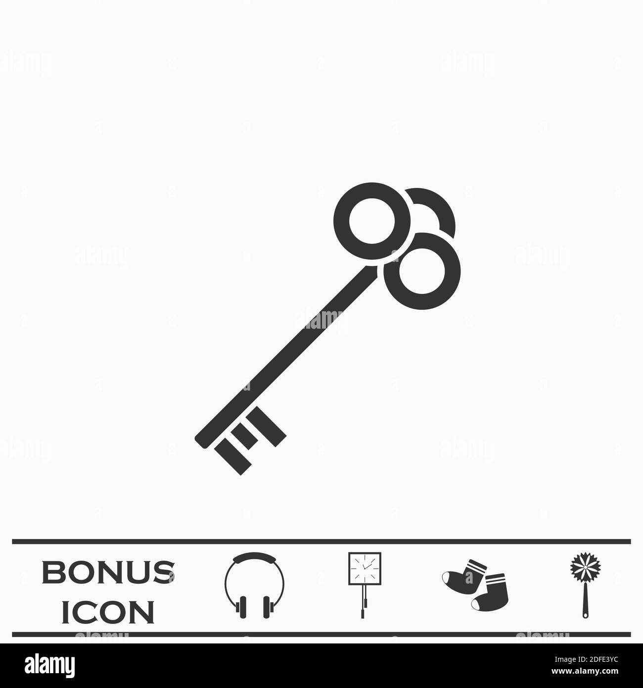 Key icon flat. Black pictogram on white background. Vector illustration ...