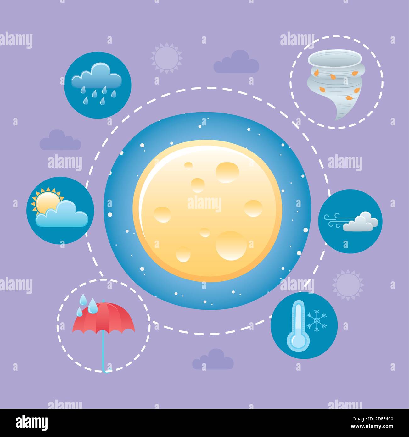 weather moon storm hurricane winter rain sun clouds vector illustration ...