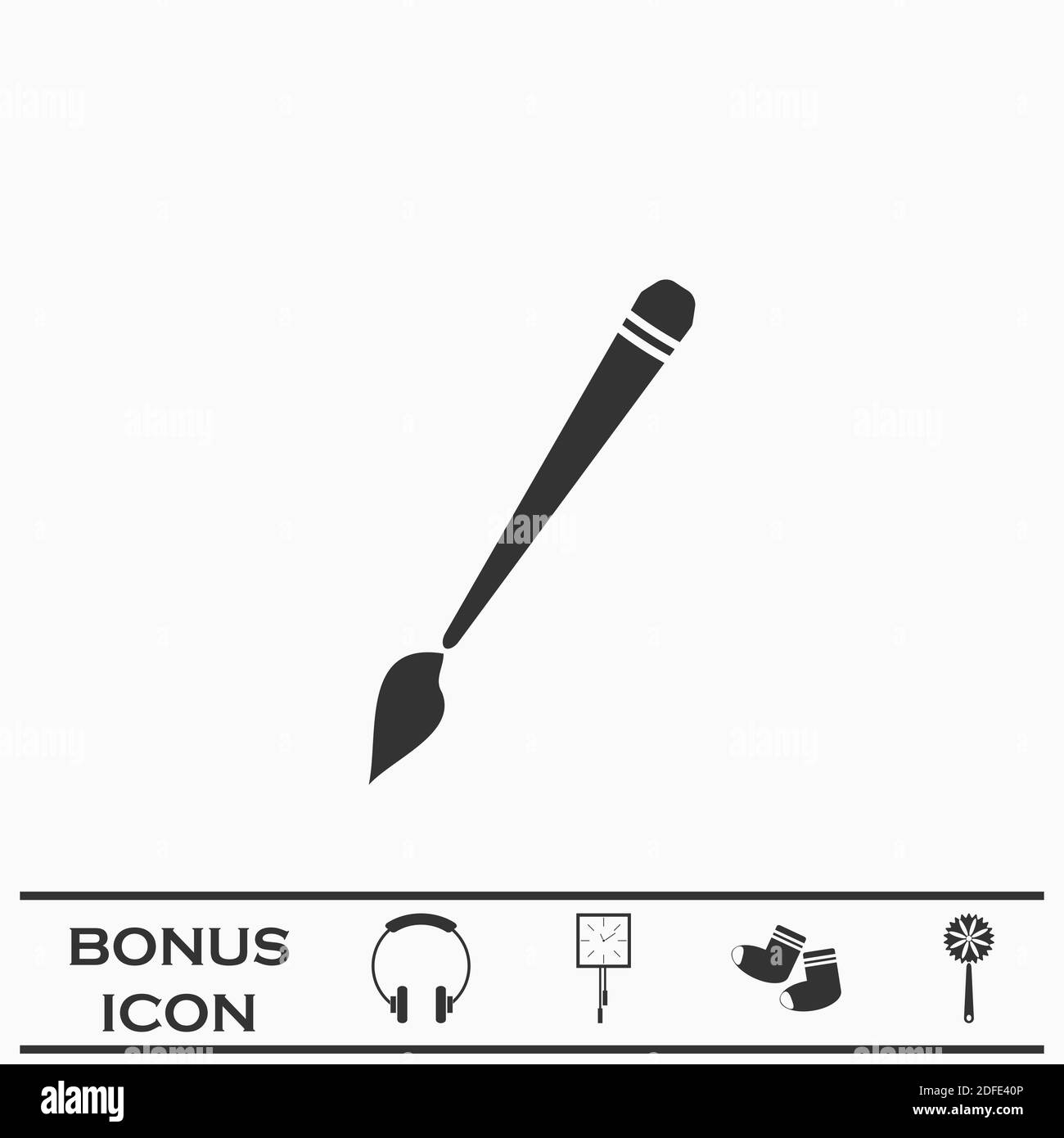 Art paint brush icon flat. Black pictogram on white background. Vector ...
